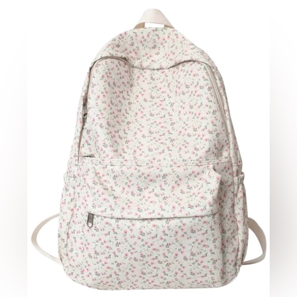 Bags | White Floral Large Backpack | Poshmark